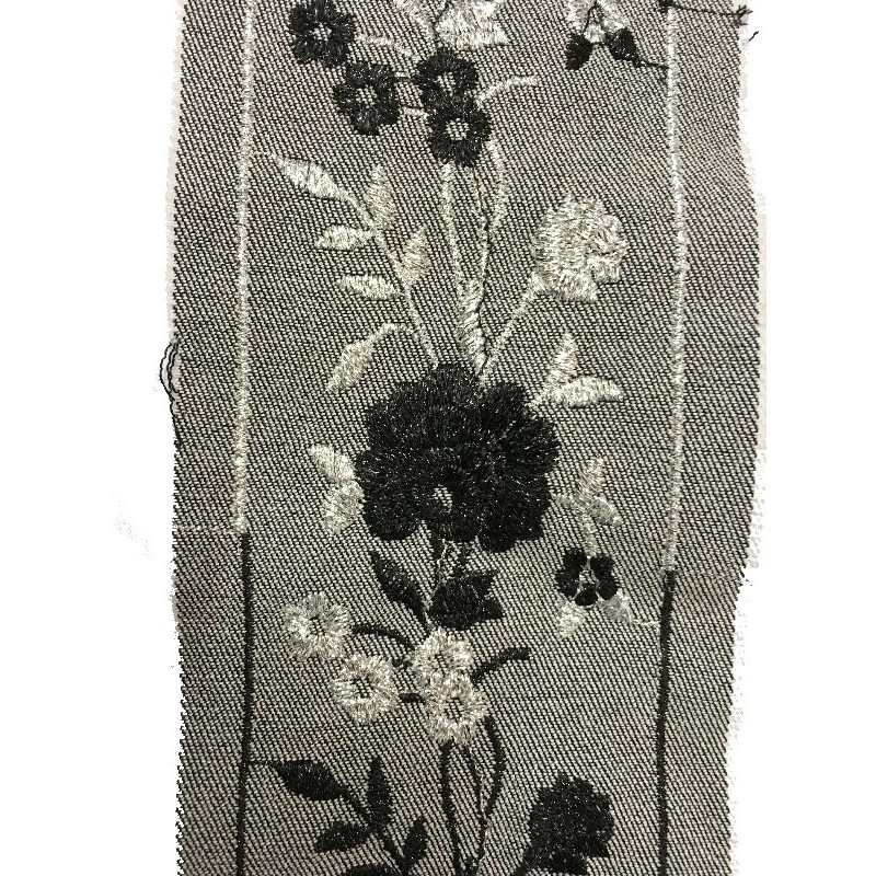 Ruban Bande De tissu Jeans Au Mètre brodé Double Face En 10 Cm Mari...