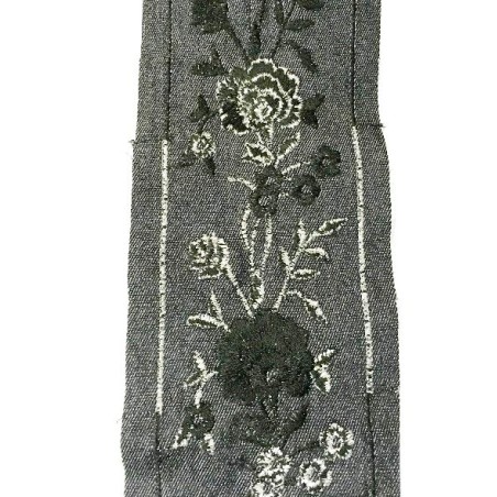 Ruban Bande De tissu Jeans Au Mètre brodé Double Face En 10 Cm Mari...