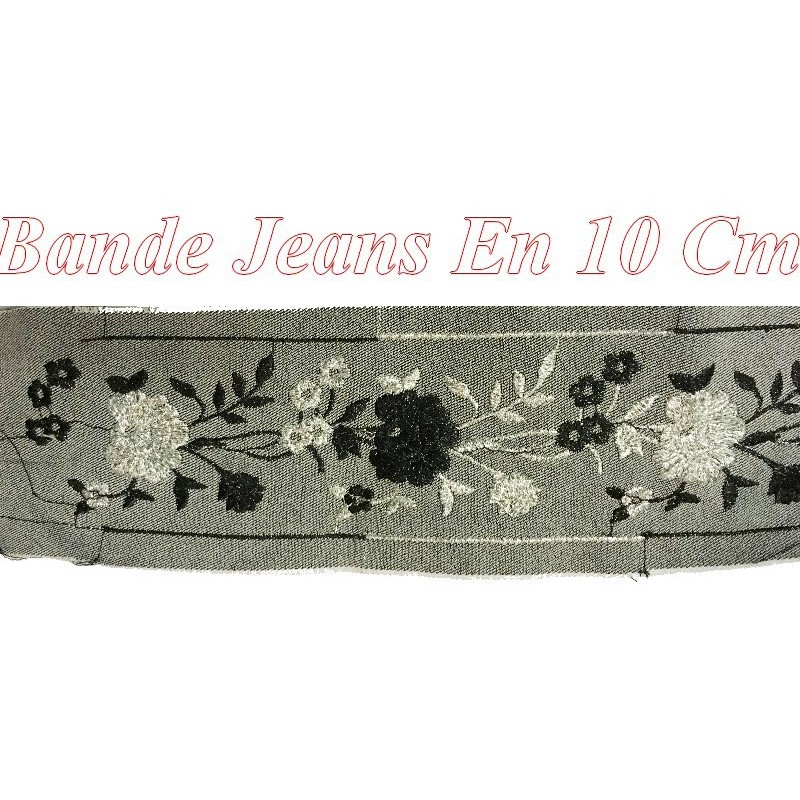 Ruban Bande De tissu Jeans Au Mètre brodé Double Face En 10 Cm Mari...