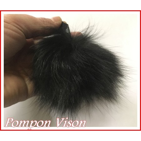 Pompon Fourrure Vison Noir Pour Loisirs Créatifs, Porte Clefs Et Dé...